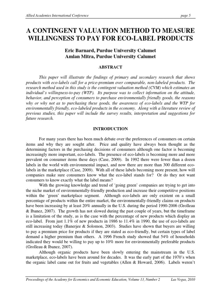 Contingent Valuation Method | PDF | Survey Methodology | Regression ...