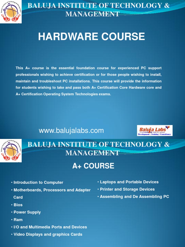A+ Certification Prep Course | PDF