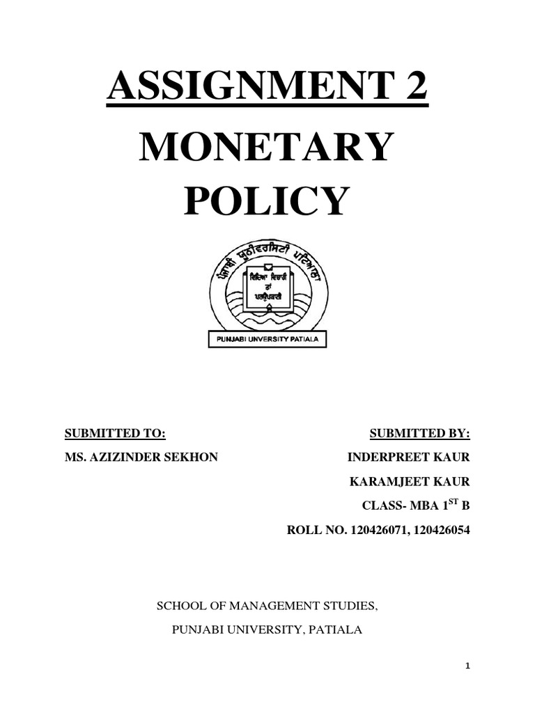 Assignment 2 Monetary Policy | PDF | Central Banks | Banks