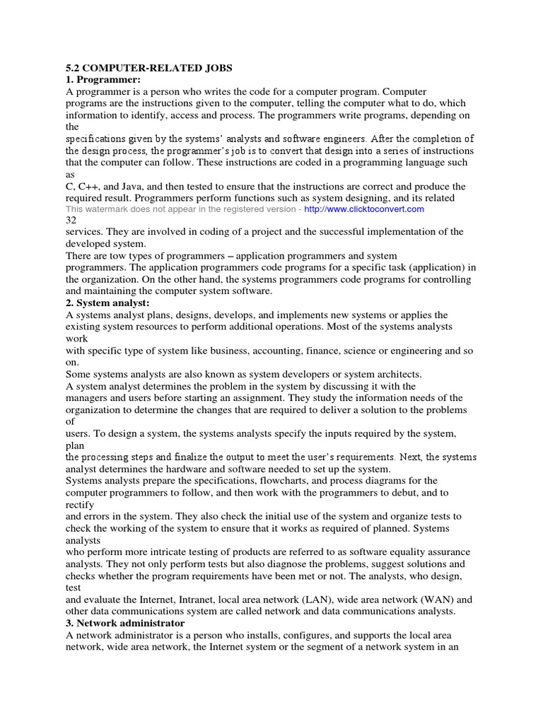 Computer-Related Job Roles Guide | PDF | Programmer | Assembly Language