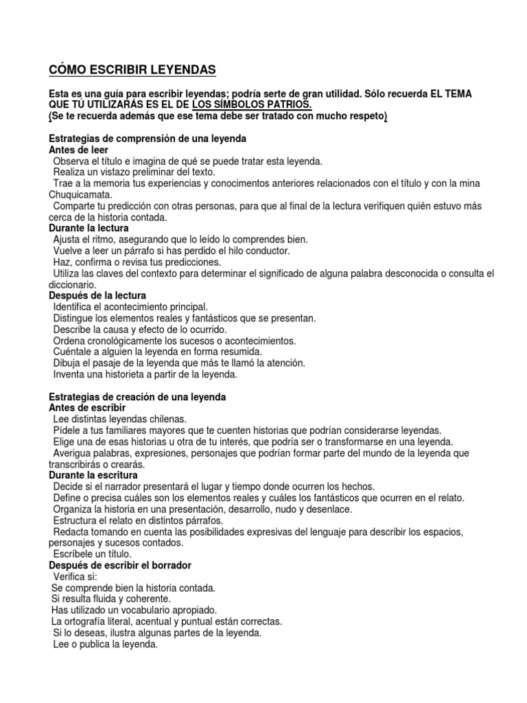Guía para Escribir Leyendas | PDF | Leyendas