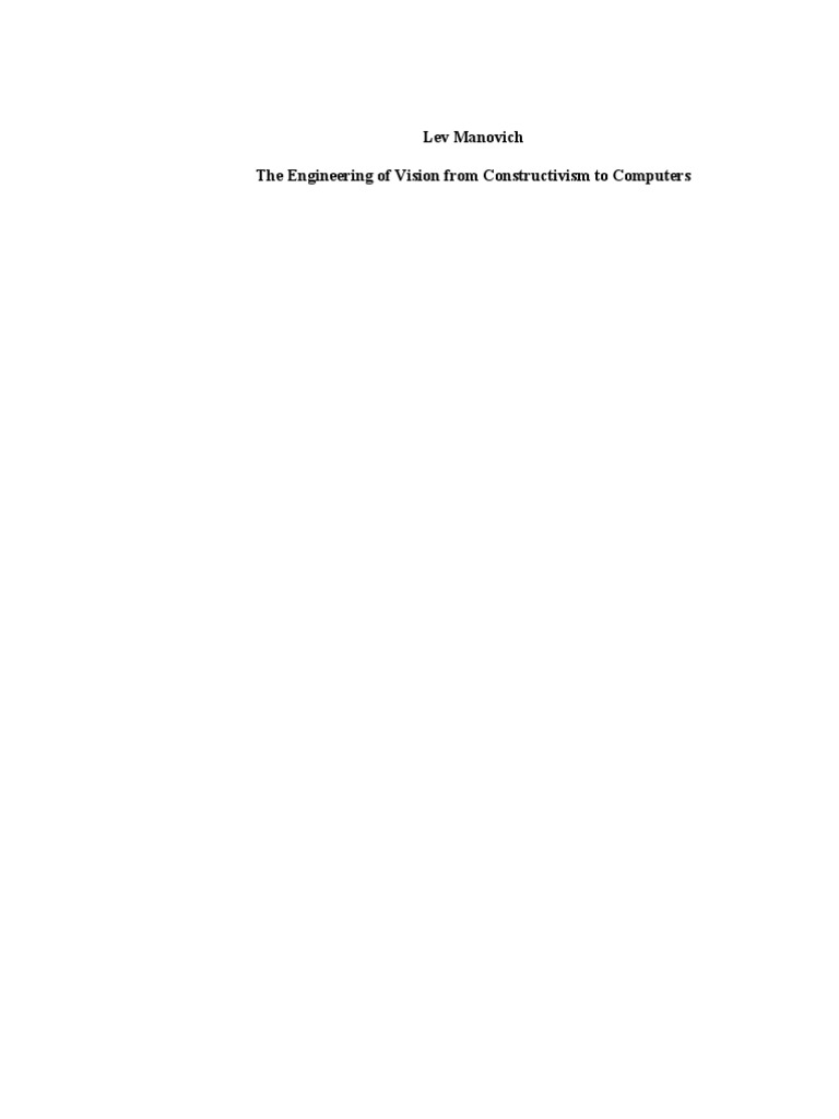 Lev Manovich The Engeneering of Vision | PDF | Visual Perception ...
