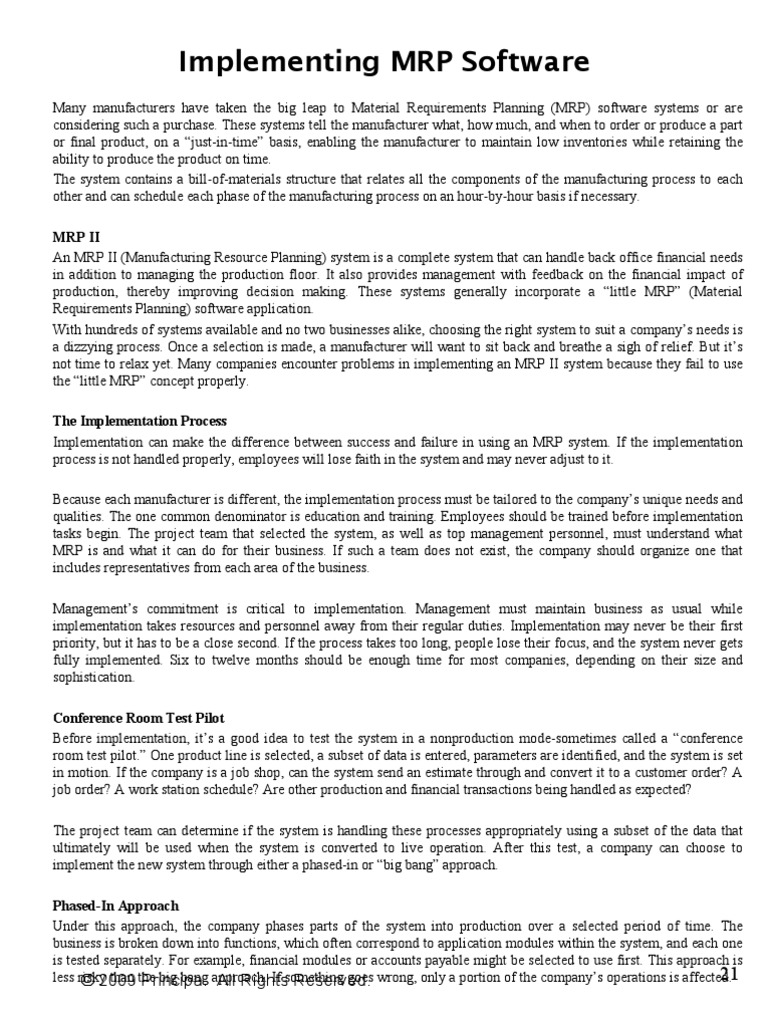 Implementing Material Requirements Planning Software | PDF | Inventory ...