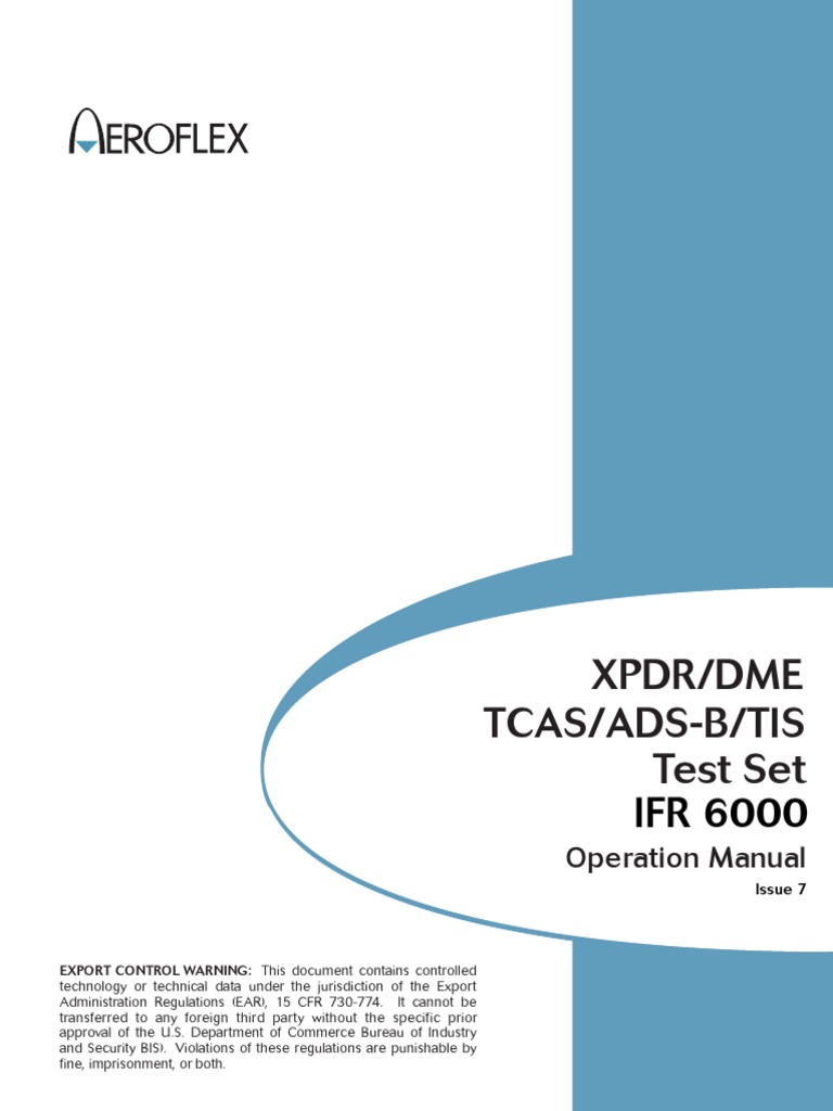 IFR 6000 Manual | PDF | Battery Charger | Transponder (Aeronautics)