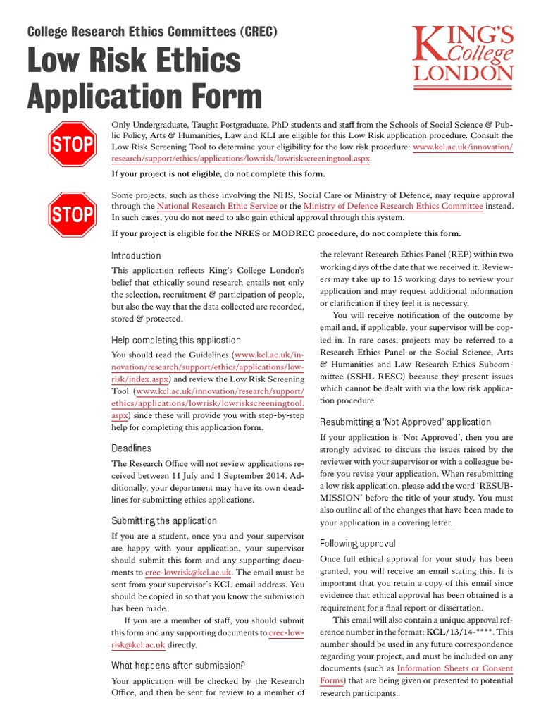 Low Risk Research Ethics Application Form 2013/14 | PDF | Focus Group ...