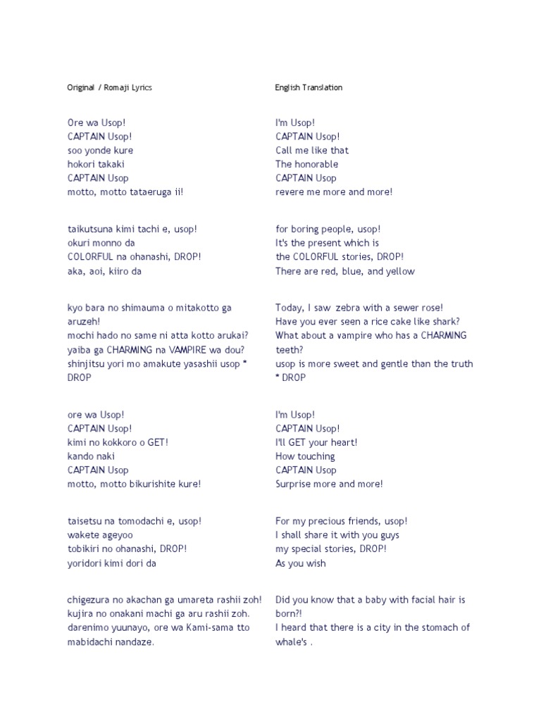 Original / Romaji Lyrics English Translation | PDF | Poetry