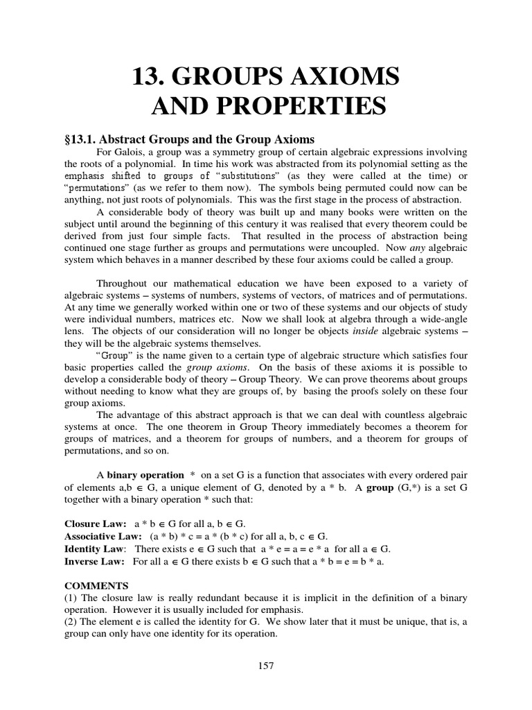Group Axioms and Properties Explained | PDF | Group (Mathematics) | Integer