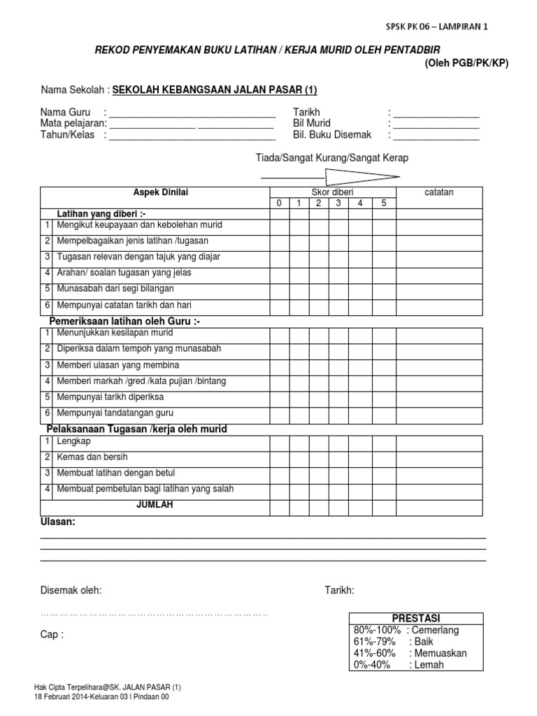 SPSK PK 06 Lampiran 1 | PDF