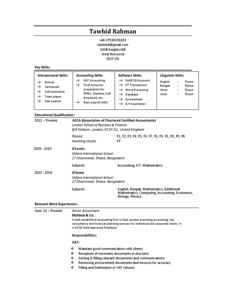Tawhid Rahman CV | Download Free PDF | Economies | Business