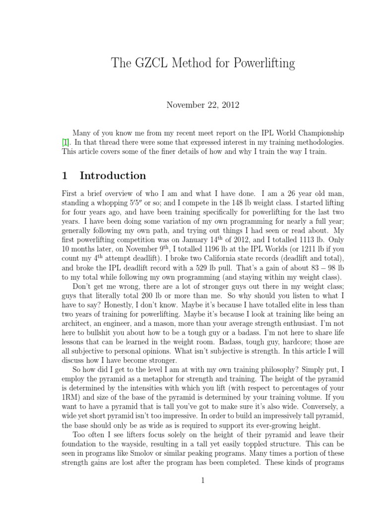 GZCL Method | PDF | Physical Exercise | Strength Training