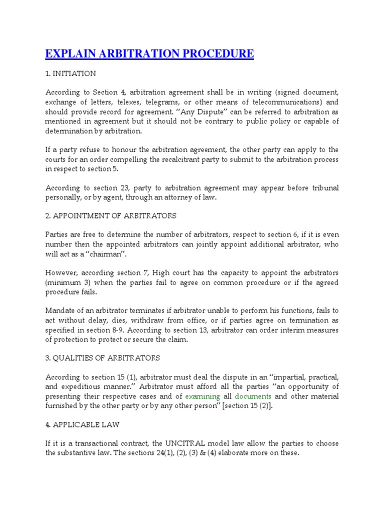 Arbitration Procedure Explained | PDF | Arbitral Tribunal | Arbitration