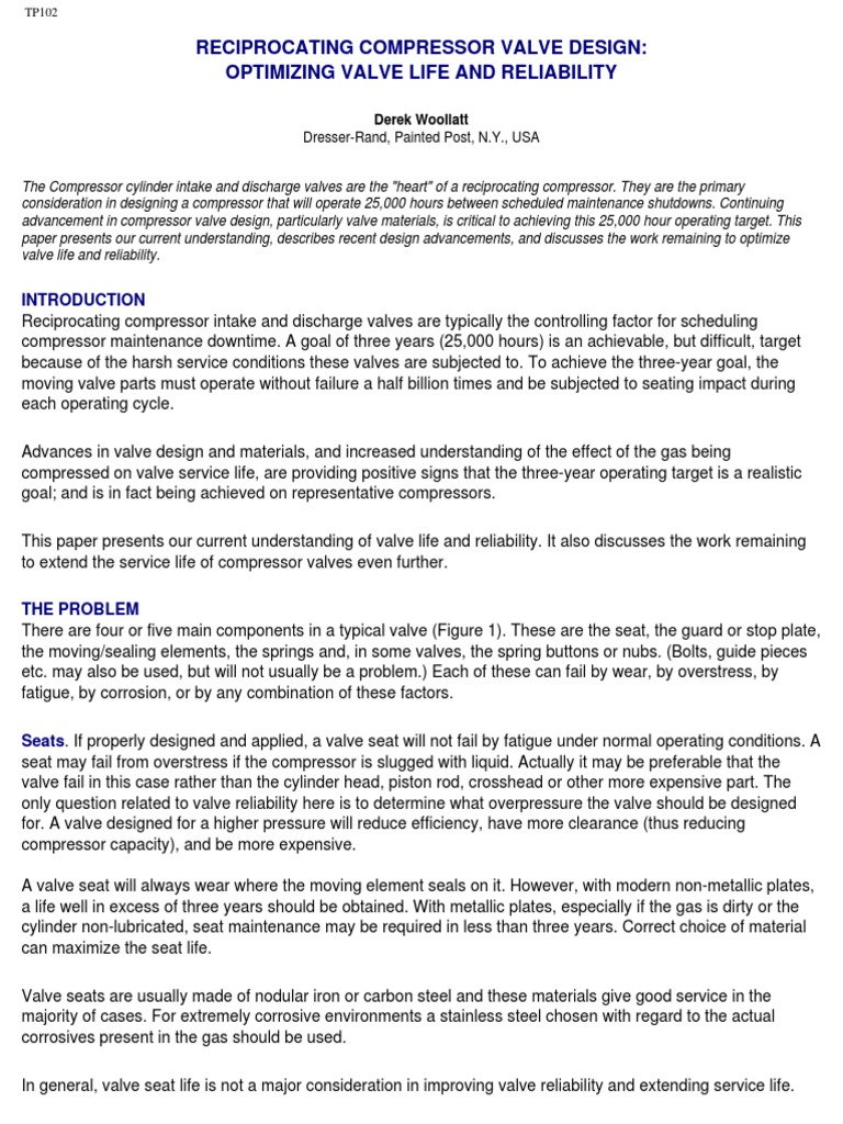 Reciprocating Compressor Valve Design | PDF | Gas Compressor | Valve