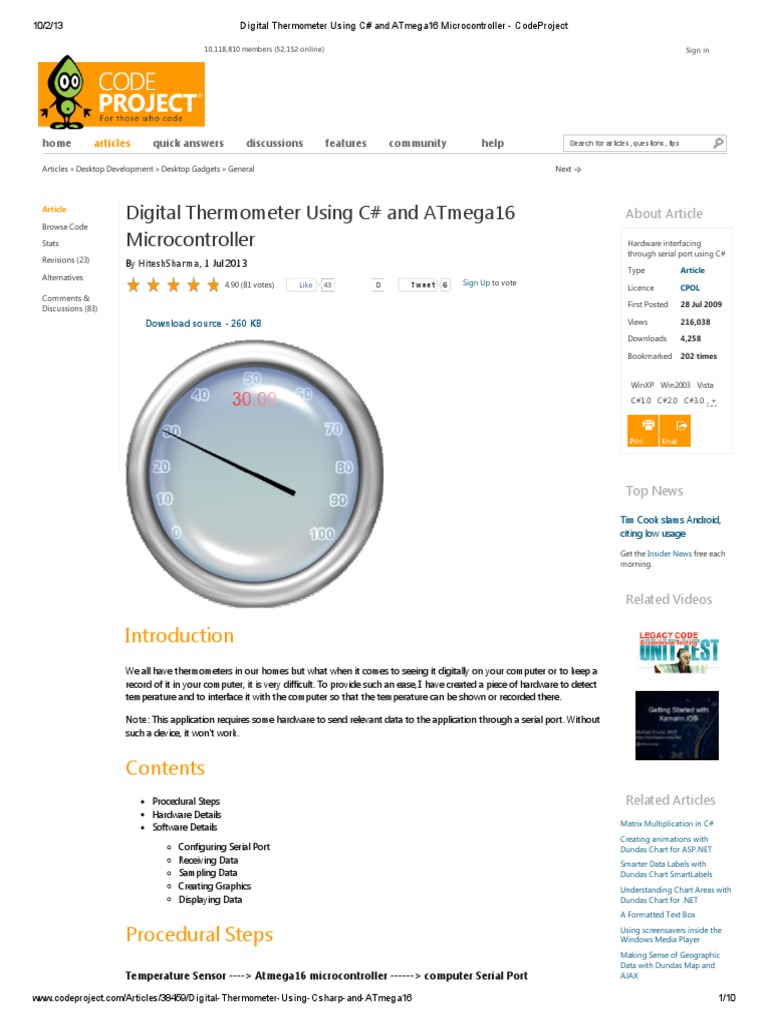 Digital Thermometer Using C And Atmega16 Microcontroller Codeproject Pdf Bit Computer 