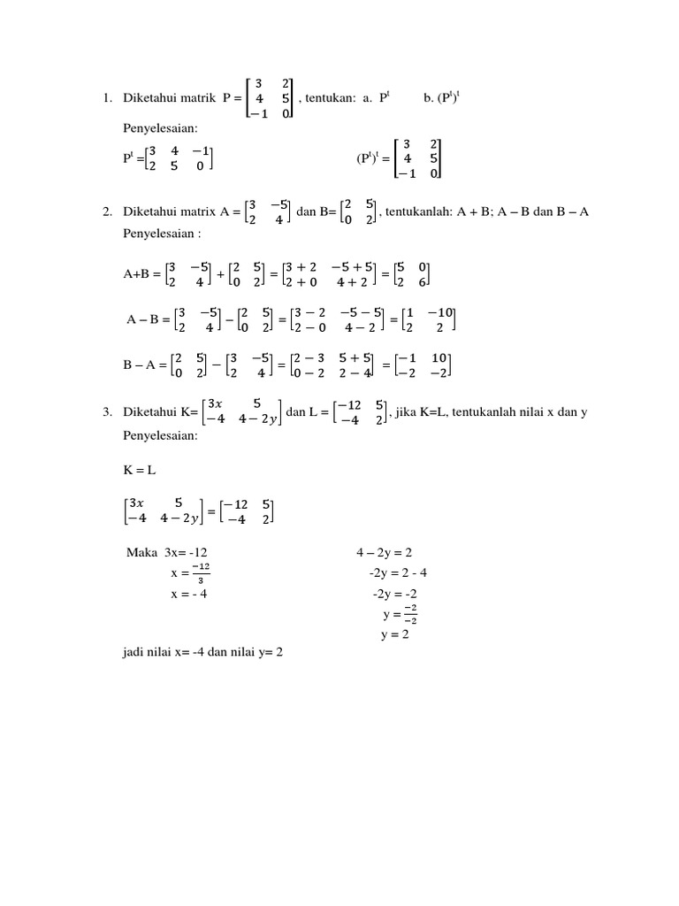 Contoh Soalan Matriks | PDF