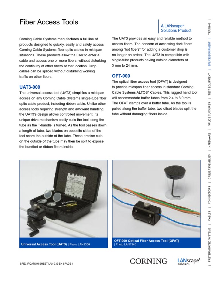 Corning Fiber Optic Cable Access Tools | PDF | Optical Fiber | Pipe ...