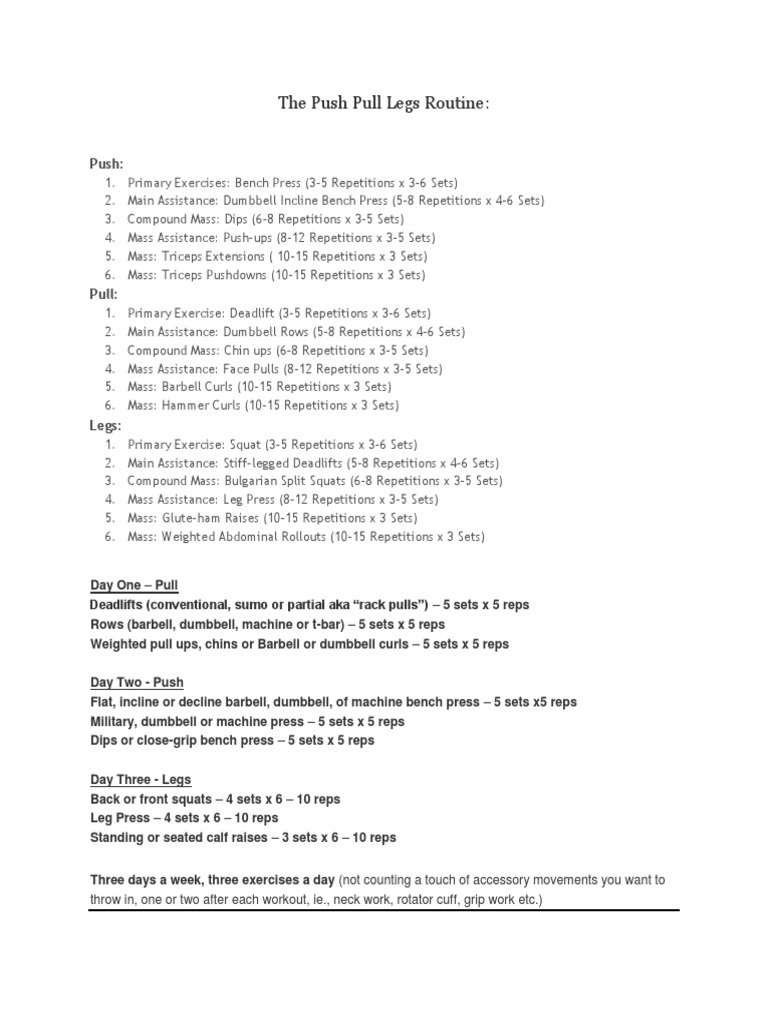 The Push Pull Legs Routine | PDF | Strength Training | Recreation