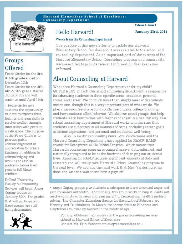 Harvard Elementary Newsletter Updated | PDF | Adequate Yearly Progress ...