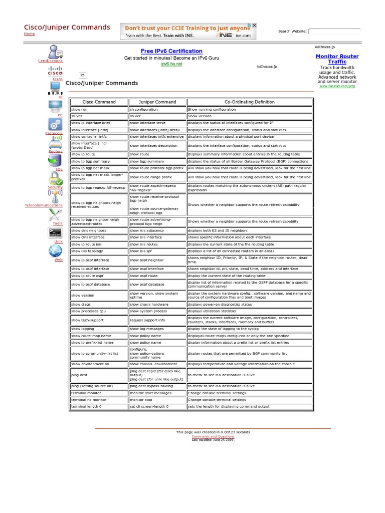 Cisco Juniper Commands | Ip Address | Router (Computing)