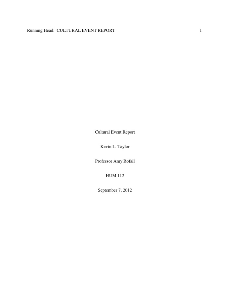 Cultural Event Report (Final Draft) 9/7/2012 | PDF | Portrait Painting ...