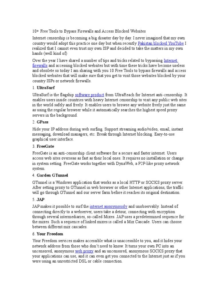 Bypass Firewall | PDF | Firewall (Computing) | Internet