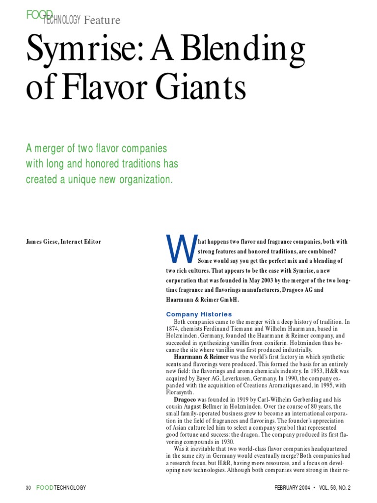 Symrise: Merger of Flavor Giants | PDF | Flavor | Innovation