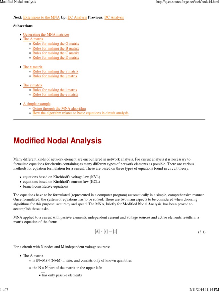 Modified Nodal Analysis | PDF | Matrix (Mathematics) | Network Analysis (Electrical Circuits)