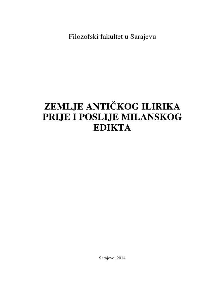 Zemlje Antickog Ilirika Prije I Poslije Milanskog Edikta | PDF