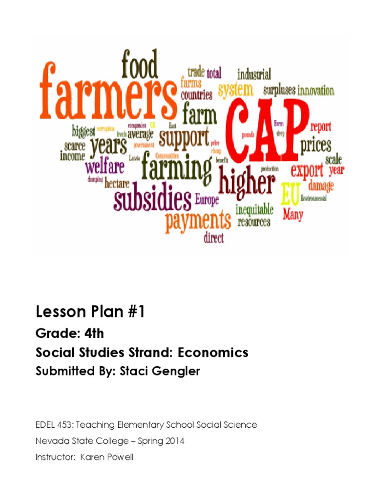 Lesson Plan #1: Grade: 4th Social Studies Strand: Economics | PDF ...