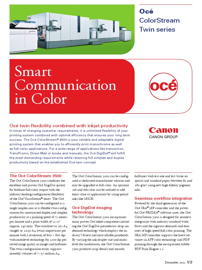 Oce-ColorStream 3500 Presentation | PDF | Printer (Computing) | Printing