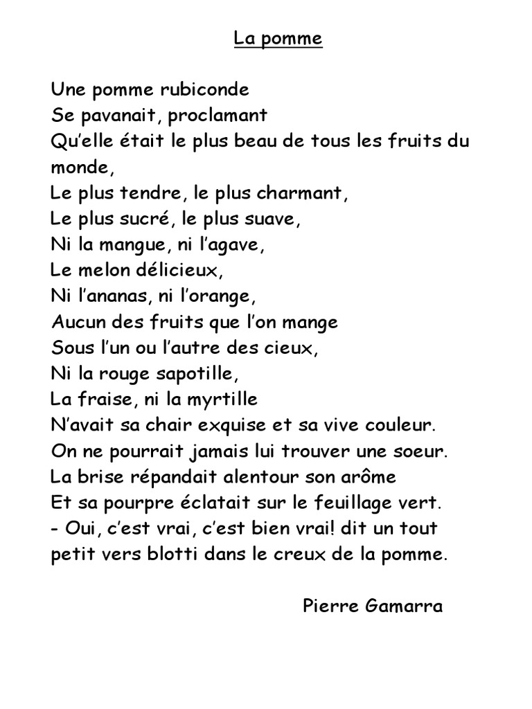 La Pomme : Poésie de Pierre Gamarra | PDF | Maison et jardin