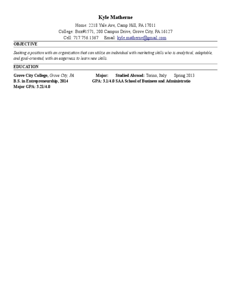 Resume-Kyle Matherne | PDF | Business | Computers