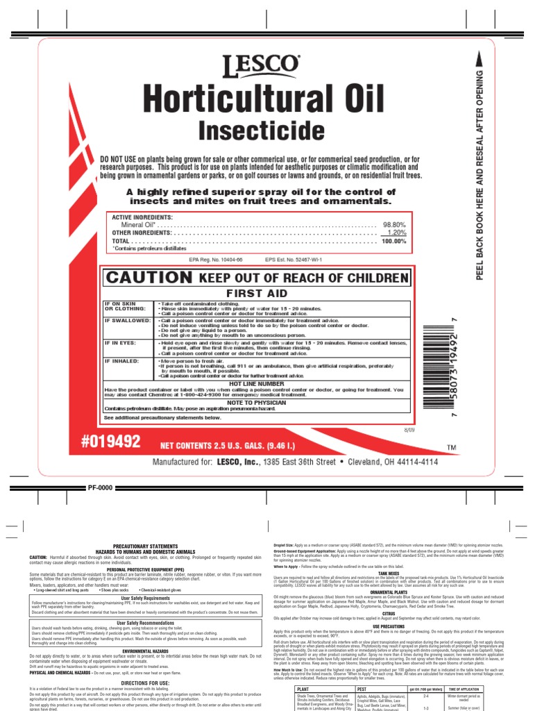 Lesco Horticultural OIl | PDF | Waste Management | Trees
