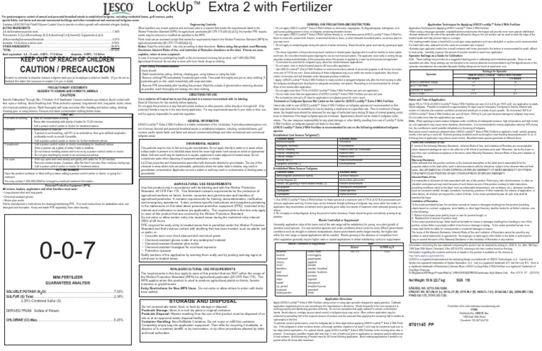Lesco 5-0-20 10fe PDF Fertilizer Legal Liability, 42% OFF