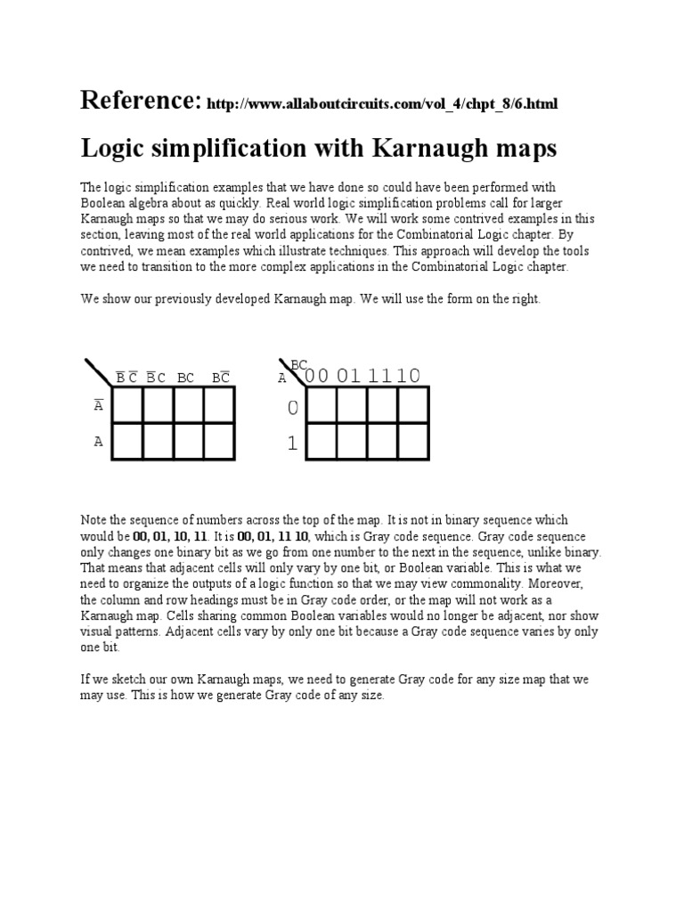 Gray Code in Karnaugh Maps Explained | PDF | Boolean Algebra | Teaching ...