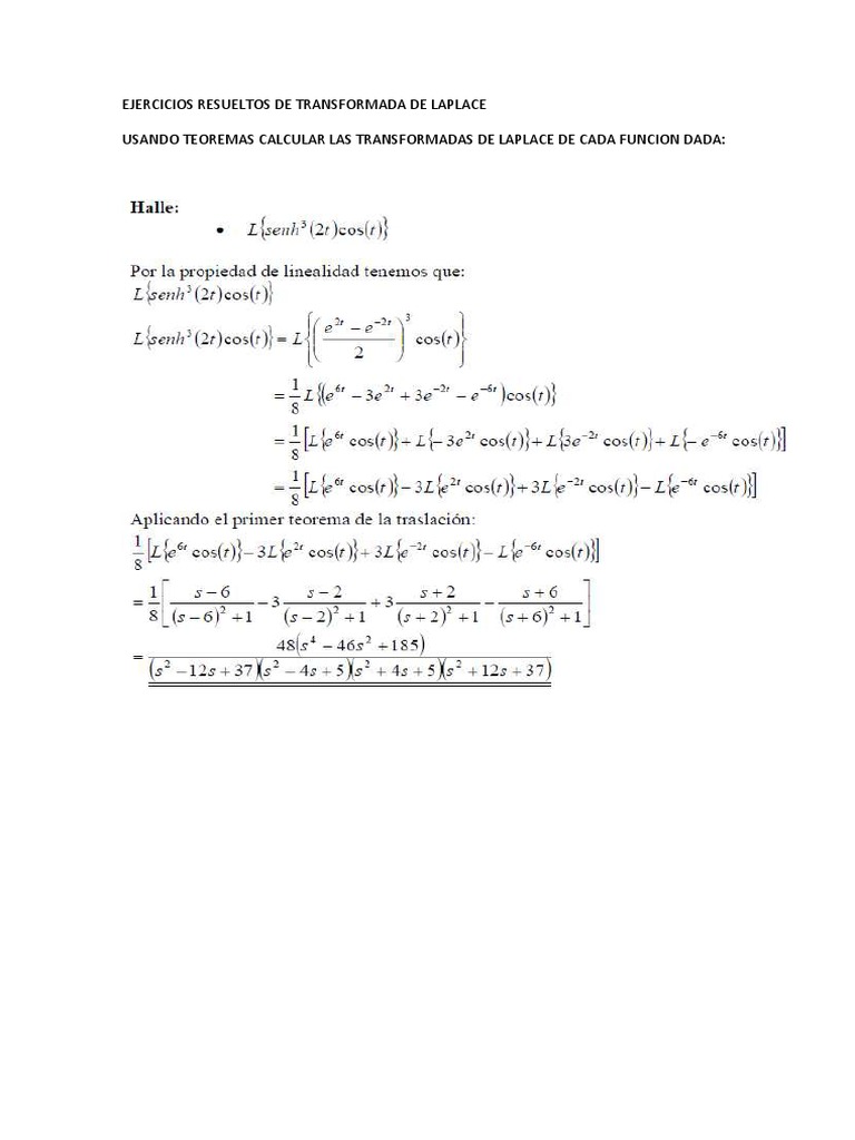 Ejercicios Resueltos y Propuestos de Transformada de Laplace | PDF