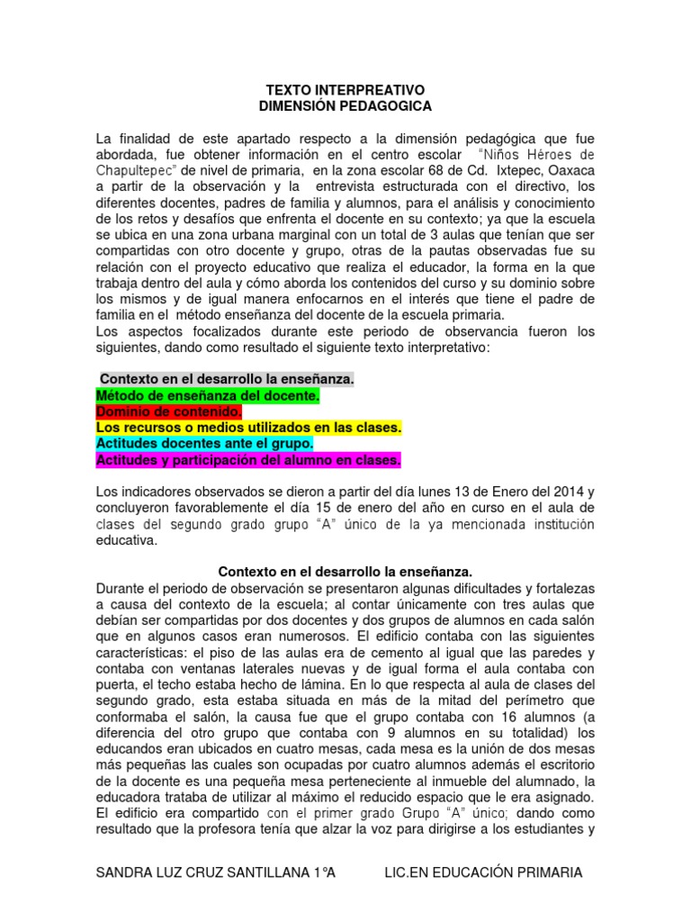 Texto Interpretativo | PDF | Educación primaria | Maestros