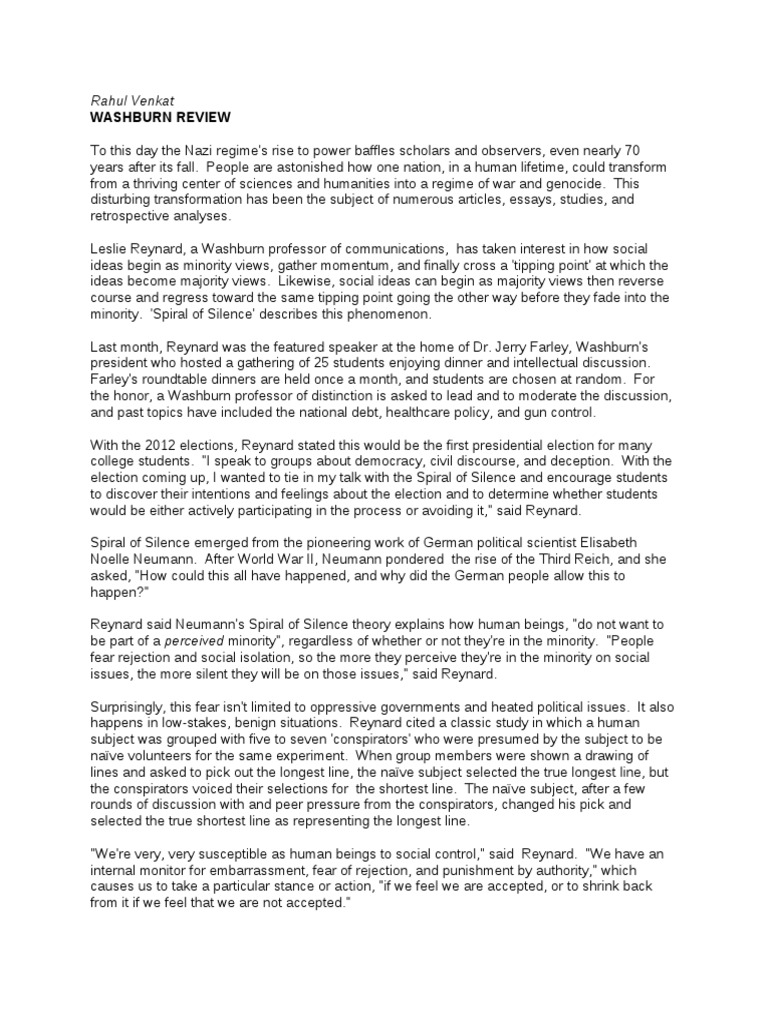 How German Nazis Used A 'Spiral of Silence' To Dominate Political ...