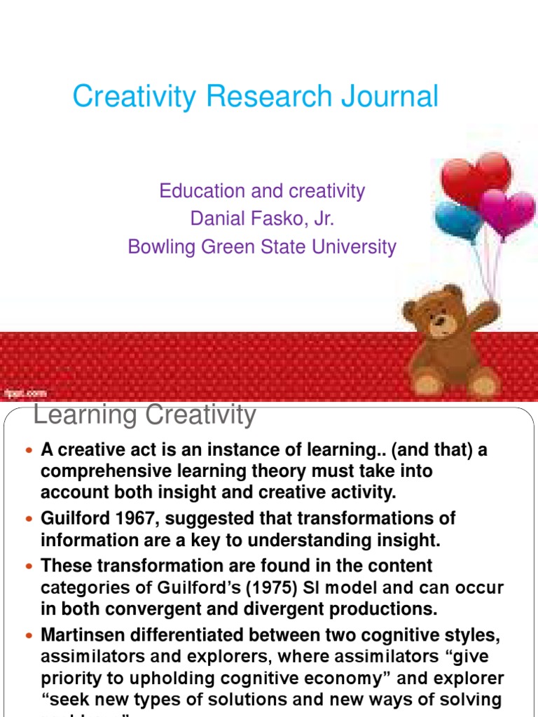 Creativity Research Journal: Education and Creativity Danial Fasko, Jr ...