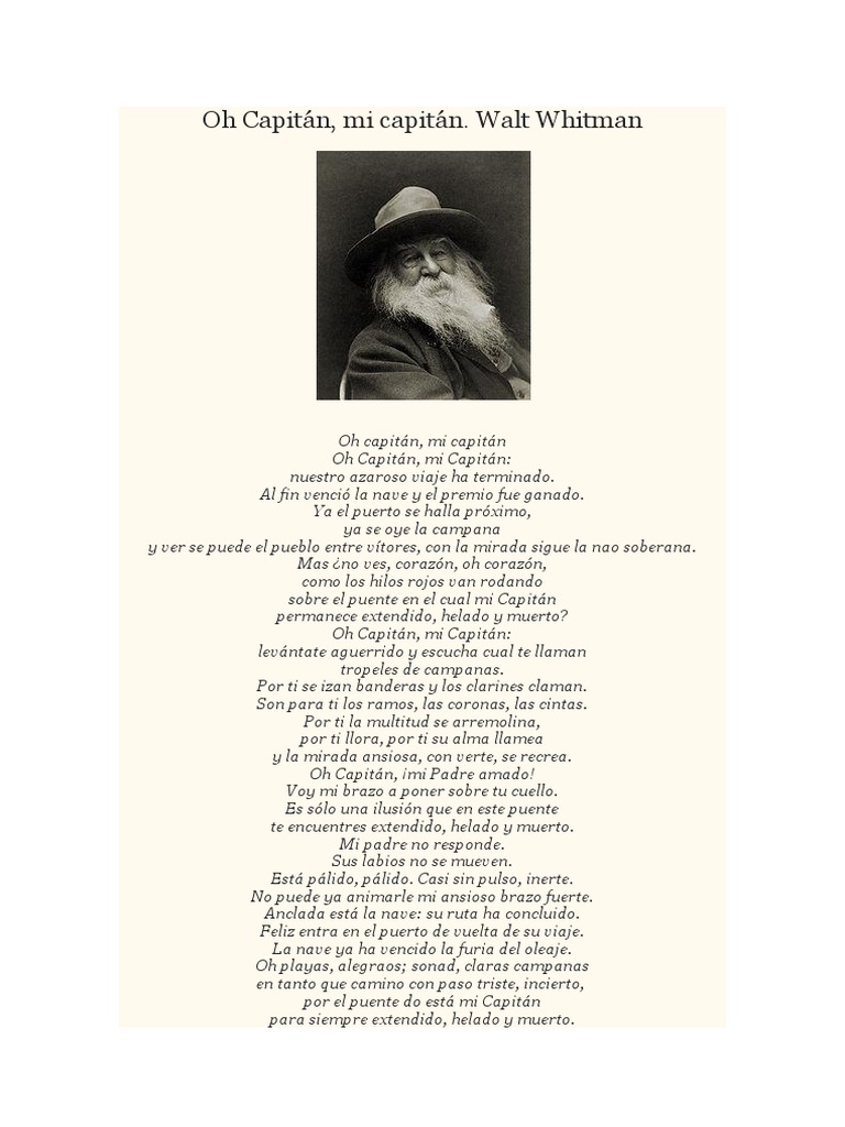 Oh Capitán, mi Capitán: Poema de Whitman | PDF | Poesía