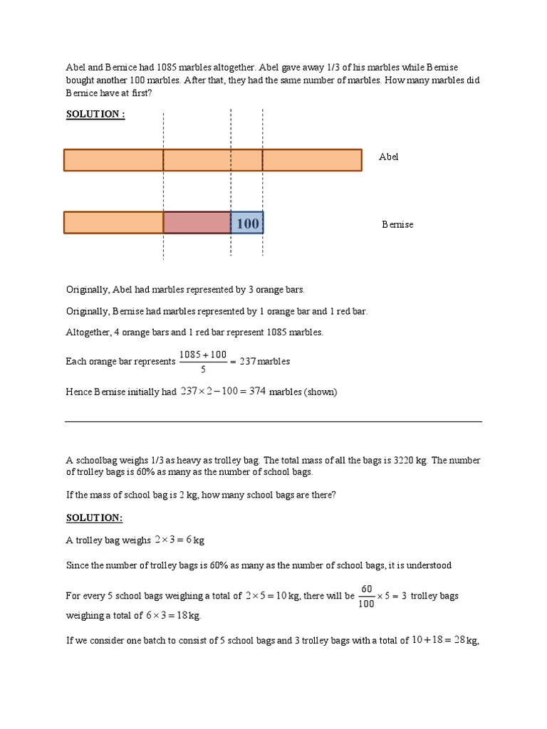 Primary Level Mathematics Worked Problems Set | PDF | Teaching ...