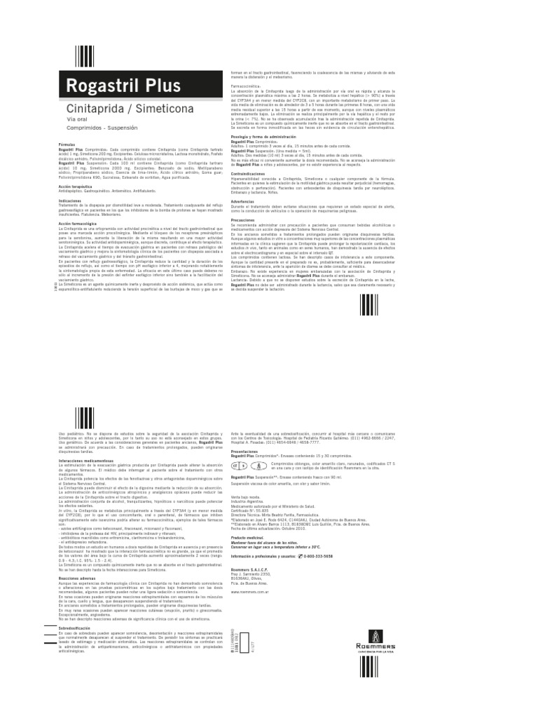 Rogastril Plus Comprimidos Suspension | PDF | Farmacocinética ...