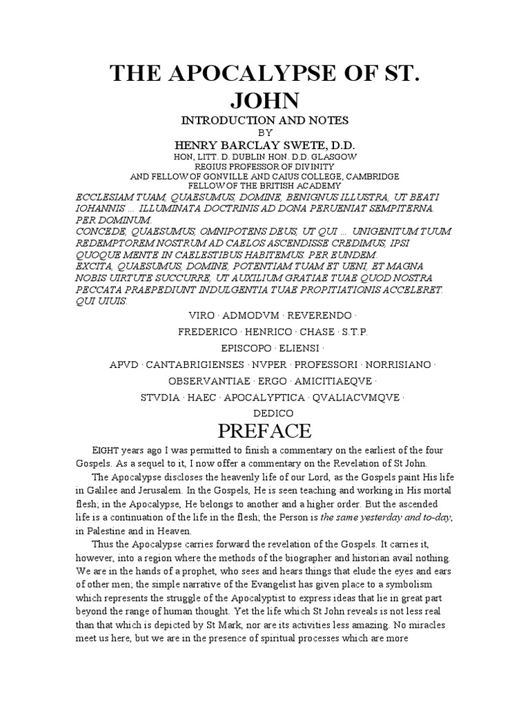The Apocalypse of St. John-Swete | PDF | Book Of Revelation | Exegesis