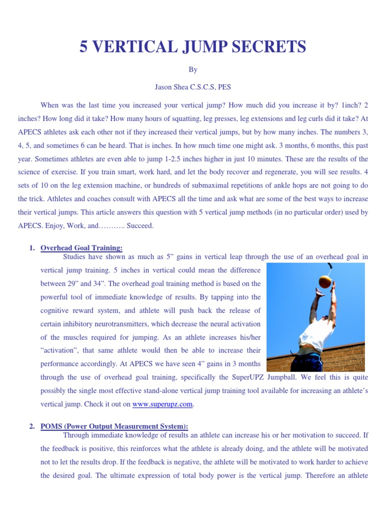 5 Vertical Jump Secrets | PDF | Anatomical Terms Of Motion | Human Leg