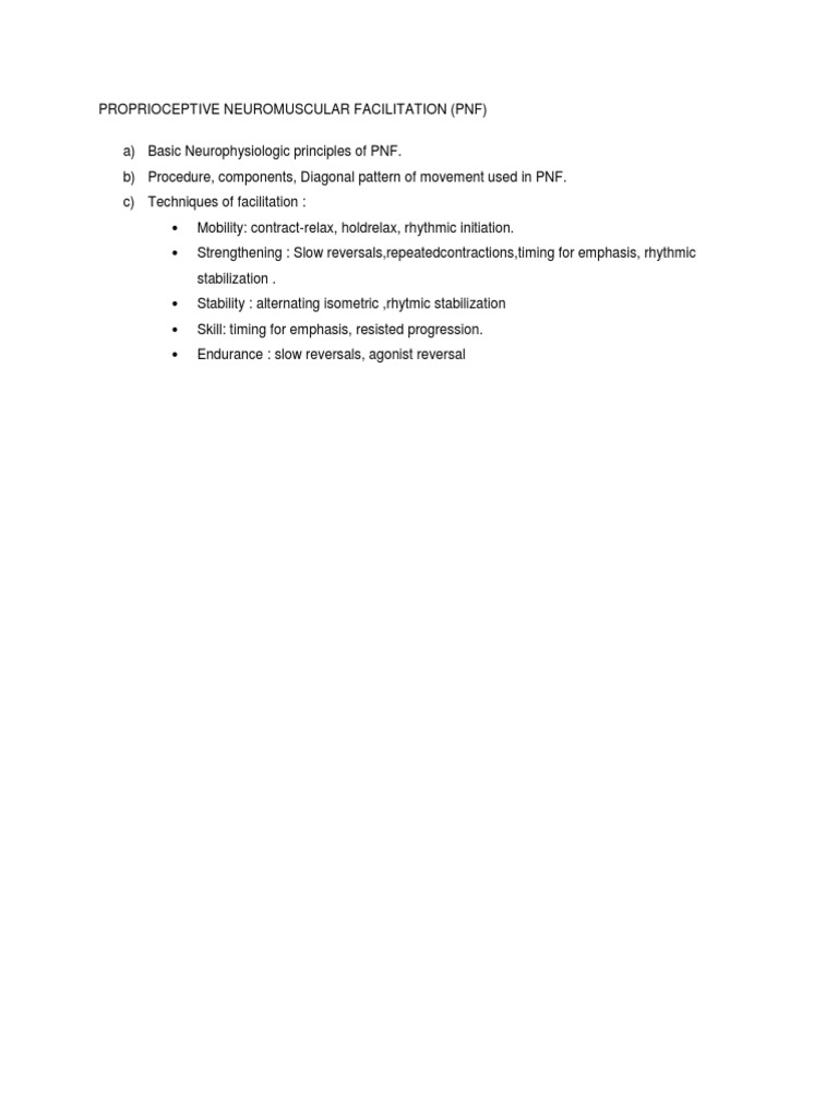 PNF Patterns and Techniques Overview | PDF