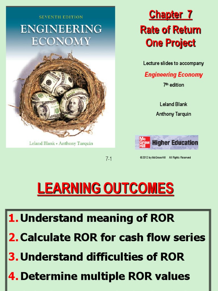 Chapter 7 - ROR Analysis For A Single Alternative | PDF | Internal Rate ...