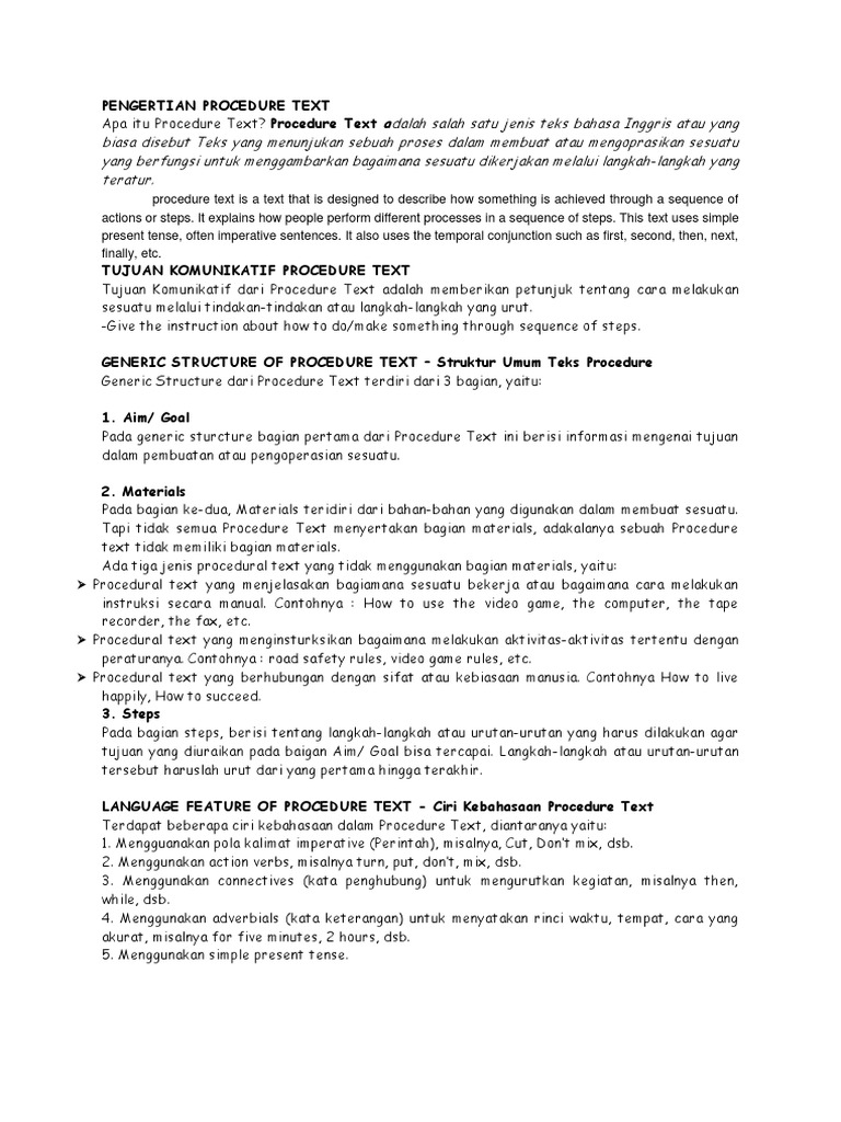 Pengertian Procedure Text | PDF