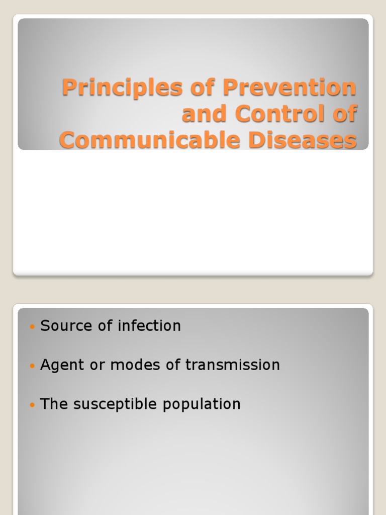 Principles of Prevention and Control of Communicable Diseases ...