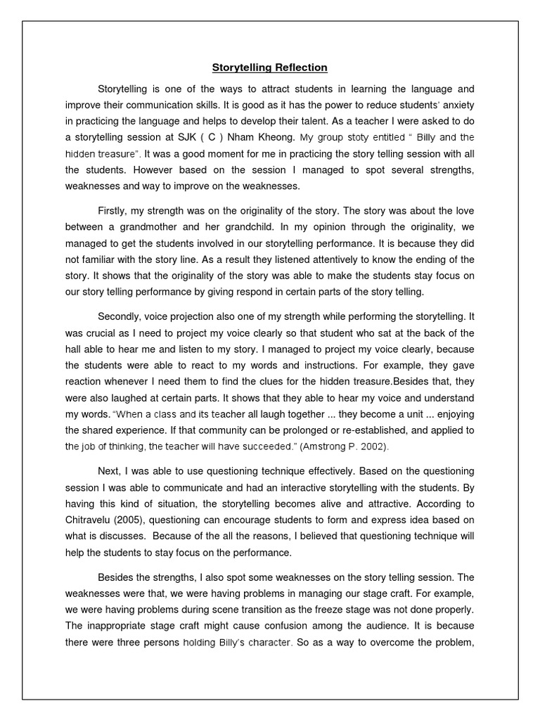 Storytelling Reflection - Docx Edited | PDF | Storytelling | Cognitive ...