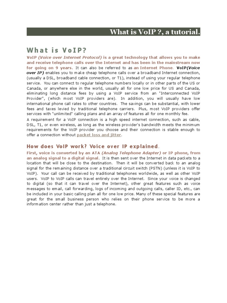 What Is Voip ?, A Tutorial | PDF | Voice Over Ip | Internet
