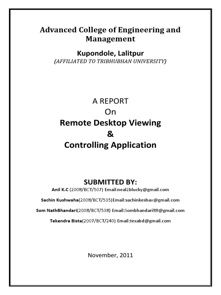 Report On Remote Desktop | PDF | Remote Desktop Services | Port (Computer Networking)